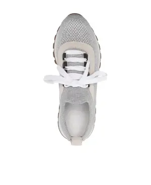Brunello Cucinelli Knitted Lace-up Sneakers - Light Gray