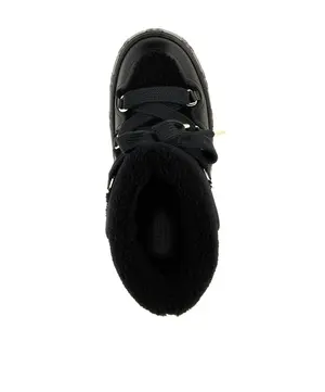 Gucci Faux-shearling Round Toe Ankle Boots - Black