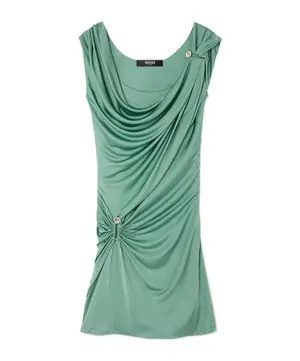 Versace Safety Pin Detailed Draped Mini Dress