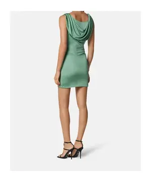 Versace Safety Pin Detailed Draped Mini Dress