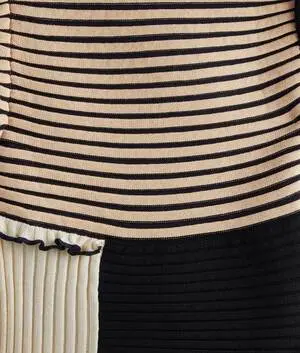 Bottega Veneta Patchwork Ribbed Knit Top - Sand/multi-colour