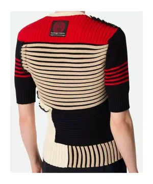 Bottega Veneta Patchwork Ribbed Knit Top - Sand/multi-colour