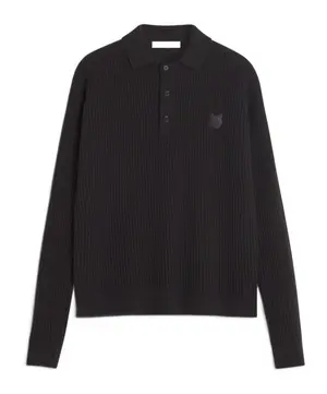 Maison Kitsuné Fox Head Ribbed Polo Jumper