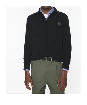 Maison Kitsuné Fox Head Ribbed Polo Jumper