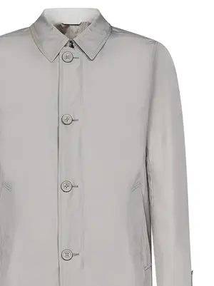 Herno Single-breasted Buttoned Shirt Coat - Gray