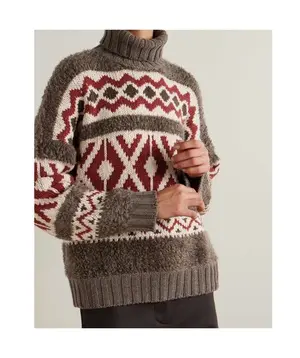 Brunello Cucinelli Turtleneck Sweater With Jacquard Pattern