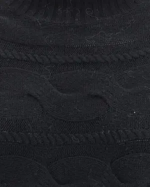 Max Mara Cable Knit Roll Neck Sweater - Black
