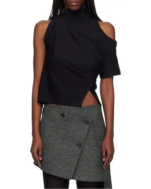COURREGES Crew Neck T-shirt With Slit Hem