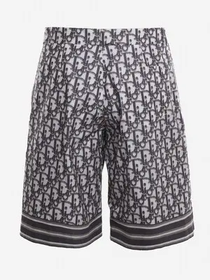 Dior Logo Jacquard Shorts With Striped Hem - Black