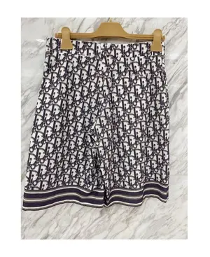 Dior Logo Jacquard Shorts With Striped Hem - Black