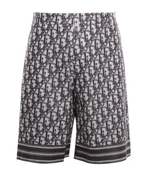 Dior Logo Jacquard Shorts With Striped Hem - No