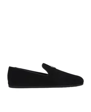 Prada Suede Loafers With Enamel Triangle Logo