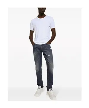 Dolce & Gabbana Straight Leg Distressed Jeans - Black