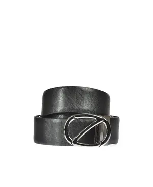Zegna Logo Belt - Black