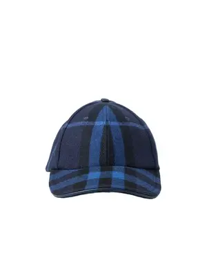 Burberry Checked Baseball Cap - Blue