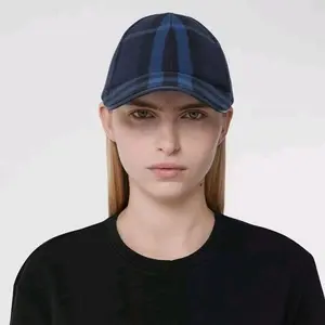 Burberry Checked Baseball Cap - Blue
