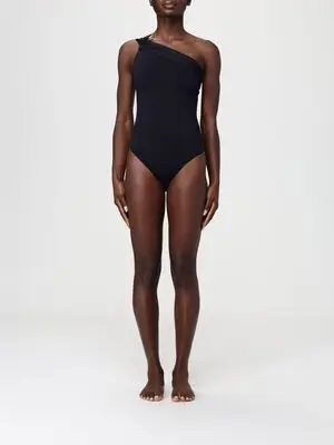 Versace One-shoulder One-piece Swimsuit With Safety Pin Hardware