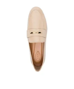 TOD'S Round Toe Loafers With Letter Detailing