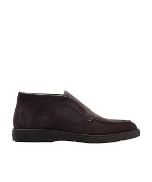 Santoni Desert Round-toe Slip-on Boots - Black