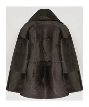 YVES SALOMON Leather-trimmed Shearling Jacket