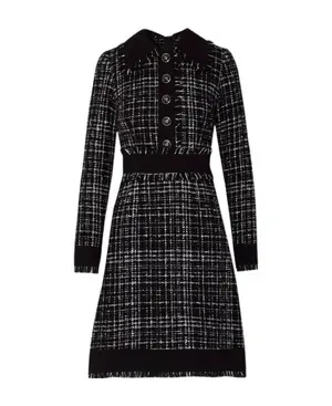 Dolce & Gabbana And White Tweed Mini Dress With Tassel Hem