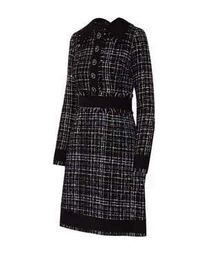 Dolce & Gabbana And White Tweed Mini Dress With Tassel Hem