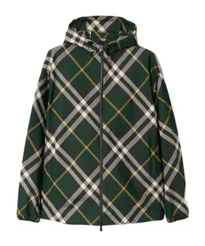 Burberry Embroidered Checkered Zip-up Jacket