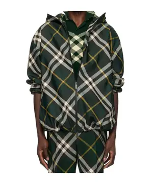 Burberry Embroidered Checkered Zip-up Jacket