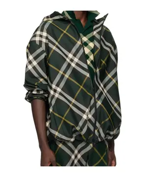 Burberry Embroidered Checkered Zip-up Jacket