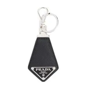 Prada Logo Plaque Keychain - Black