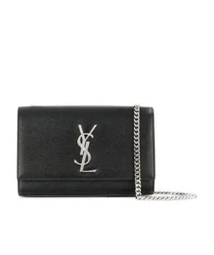 Saint Laurent Kate Logo Plaque Small Shoulder Bag - Black