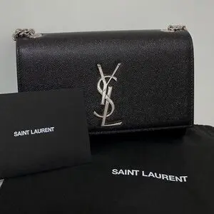 Saint Laurent Kate Logo Plaque Small Shoulder Bag - Black