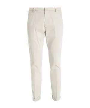 DONDUP Mid Rise Slim Fit Trousers - White