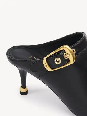 Chloé Andrea Heeled Mules With Engraved Buckles - Black