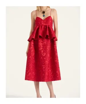 La DoubleJ Satine Floral Peplum Midi Dress