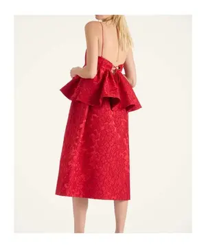 La DoubleJ Satine Floral Peplum Midi Dress