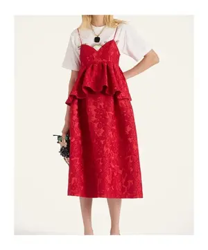 La DoubleJ Satine Floral Peplum Midi Dress
