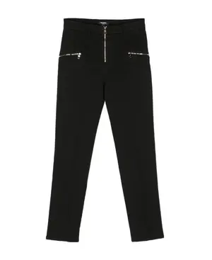 Balmain High-waisted Straight-leg Trousers With Zipper Detail