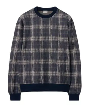 Burberry Checked Crewneck Jumper - Indigo