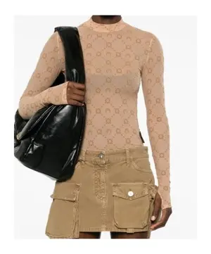 MARINE SERRE Moon Print Long-sleeve Top - Nude