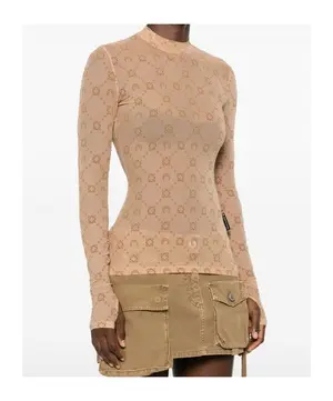 MARINE SERRE Moon Print Long-sleeve Top - Nude