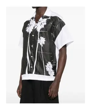 Palm Angels Dec Palm Culture Short-sleeved Bowling Shirt - Whiteblack