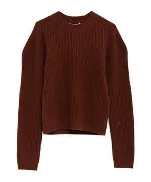 J.W.ANDERSON Puff-sleeved Crew Neck Jumper - Red Brown