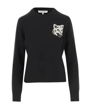 Maison Kitsuné Fox Head Intarsia Regular Jumper - Black