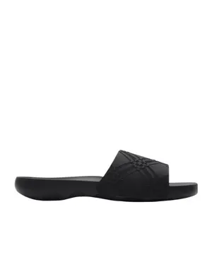 Burberry Checked Slip-on Slides - Black