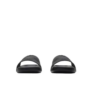 Burberry Checked Slip-on Slides - Black