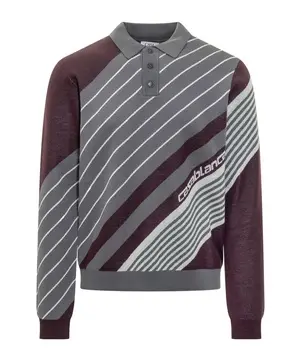Casablanca Diagonal-stripe Knitted Polo Shirt