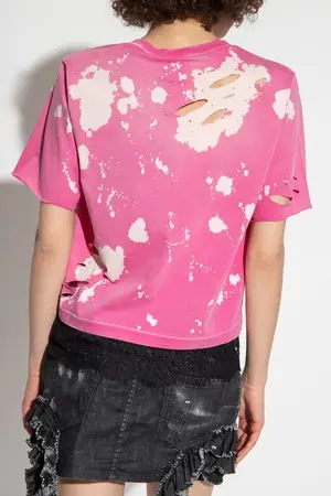 Dsquared2 Lace Hem Distressed T-shirt