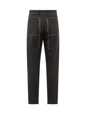 Off-White Contrasting Line Straight Leg Trousers