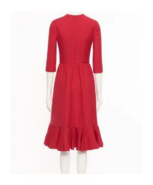 Valentino Garavani Crepe Couture Midi Dress With Heart Jewel Button